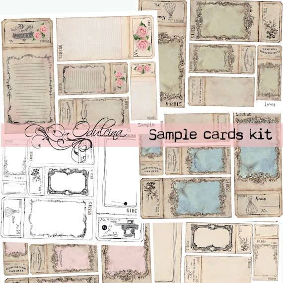 Vintage Sample Cards Digital Set Printable for Junk Journal - Etsy