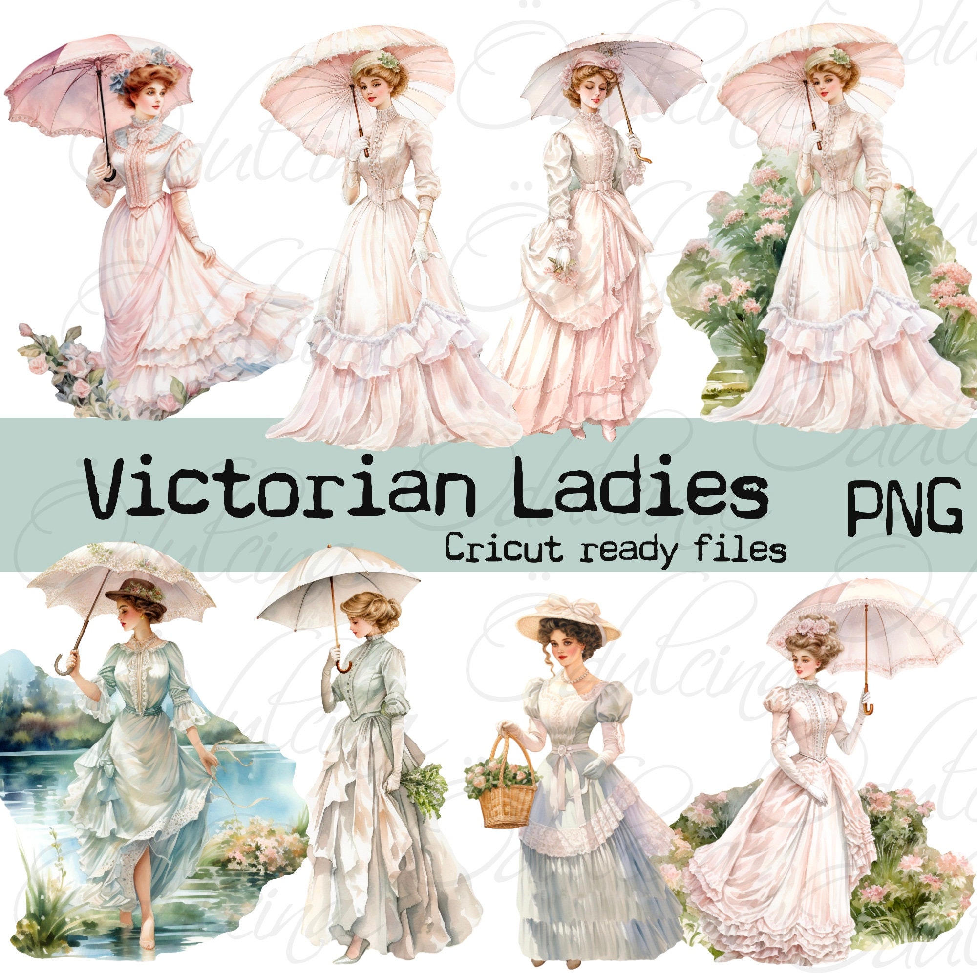Victorian Ladies, PNG Files Ready for Cricut Machine, Junk Journal ...