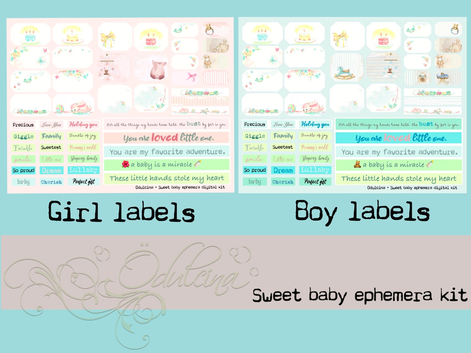 Sweet Baby Ephemera Kit Printable Digital Download Junk - Etsy
