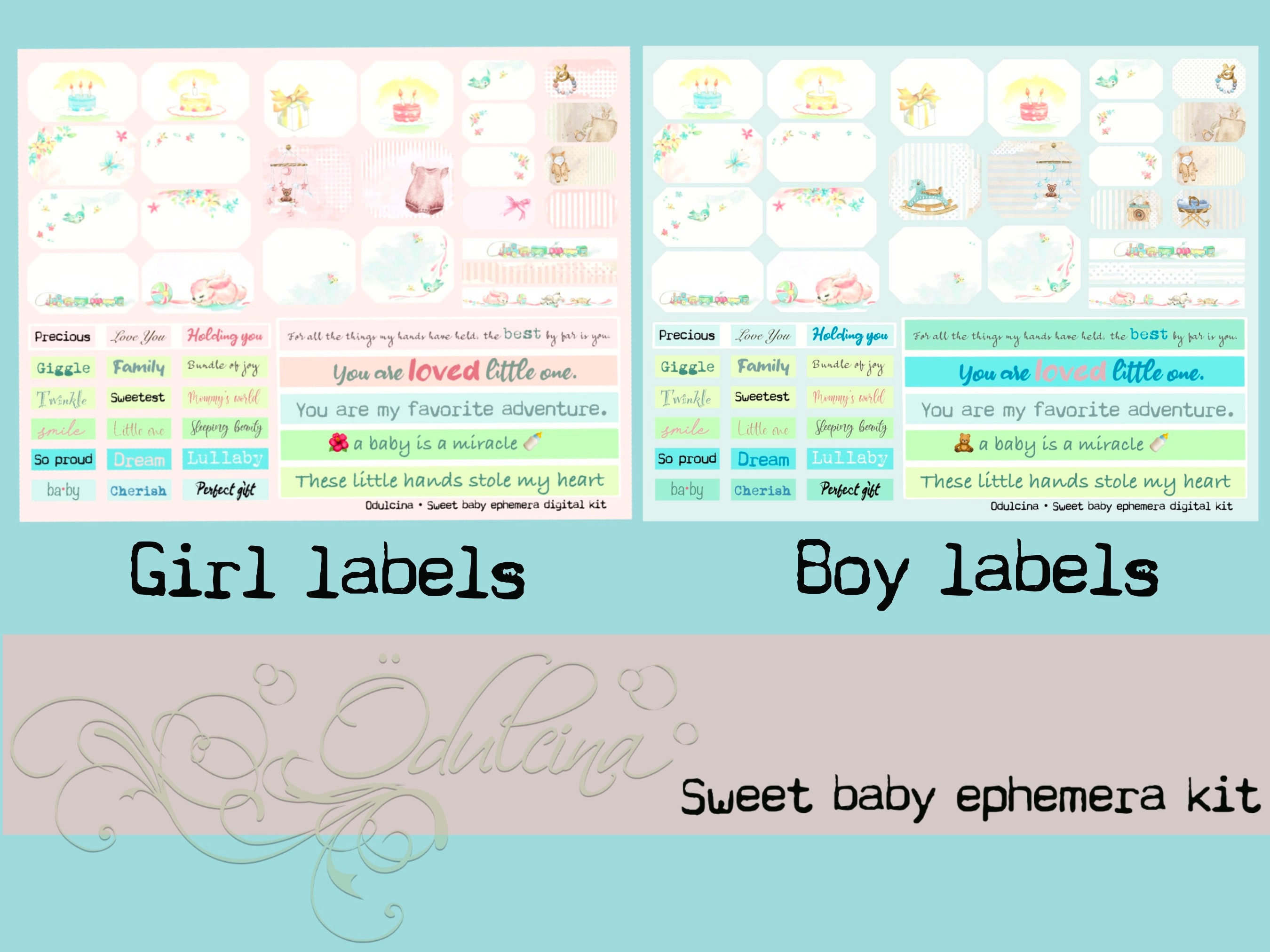 Sweet Baby Ephemera Kit Printable Digital Download Junk - Etsy
