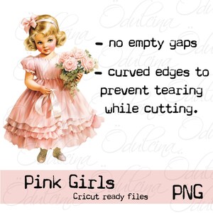 Pink Girls, PNG Files Ready for Cricut Machine, Junk Journal Ephemera ...