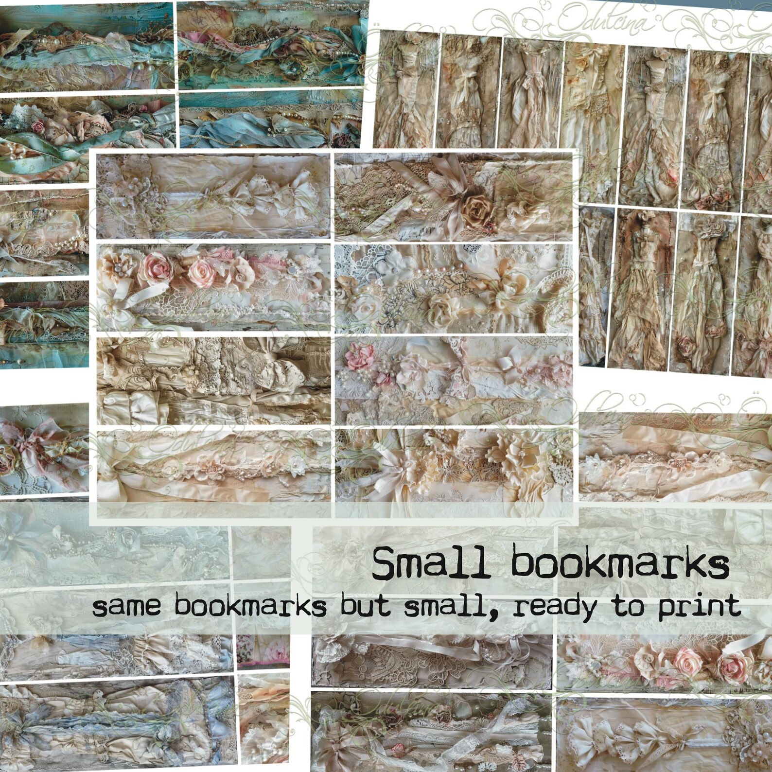 Lace Bookmarks Printable Kit - Lace Dresses Bookmark, Shabby Chic ...