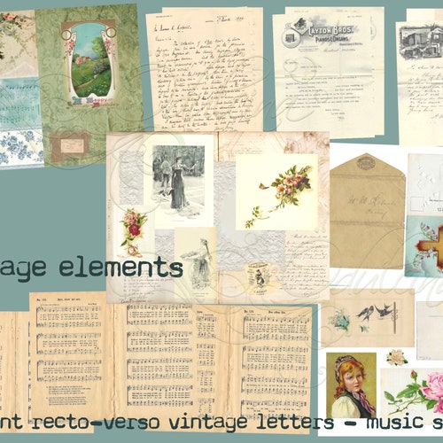 Lovely Birds Kit Digital Download Antique Papers - Etsy