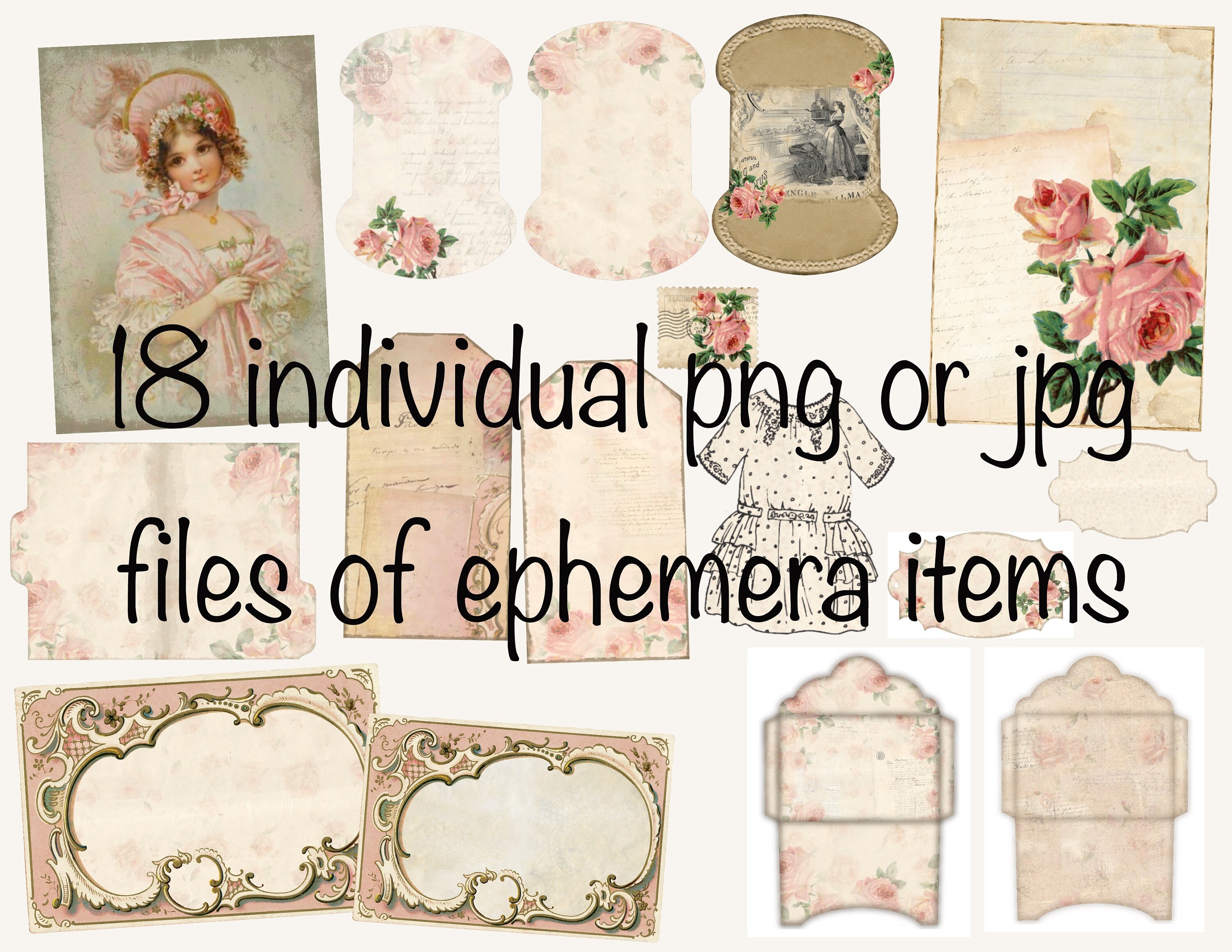 Shabby Victorian Roses, Digital Download - Antique Papers - Printable ...