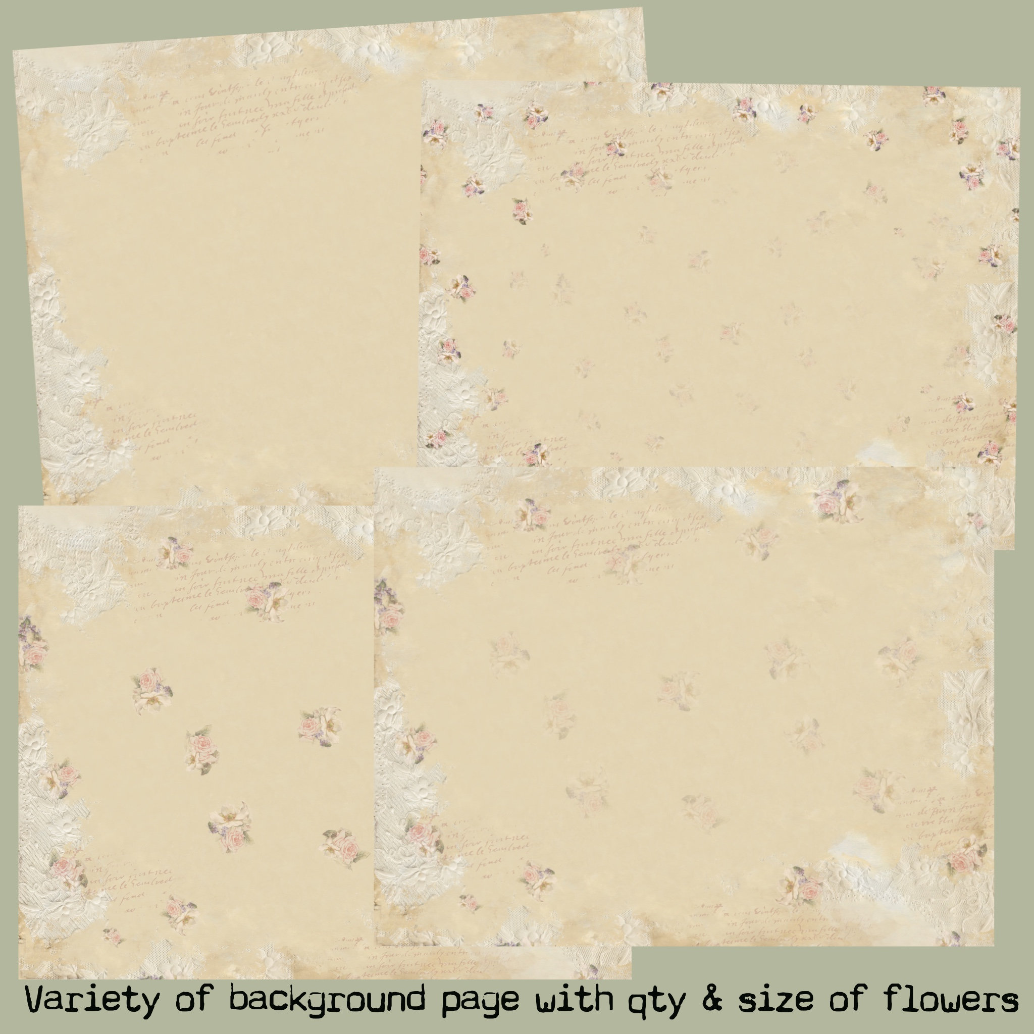 Shabby Flowers Kit Digital Download Antique Papers - Etsy Canada