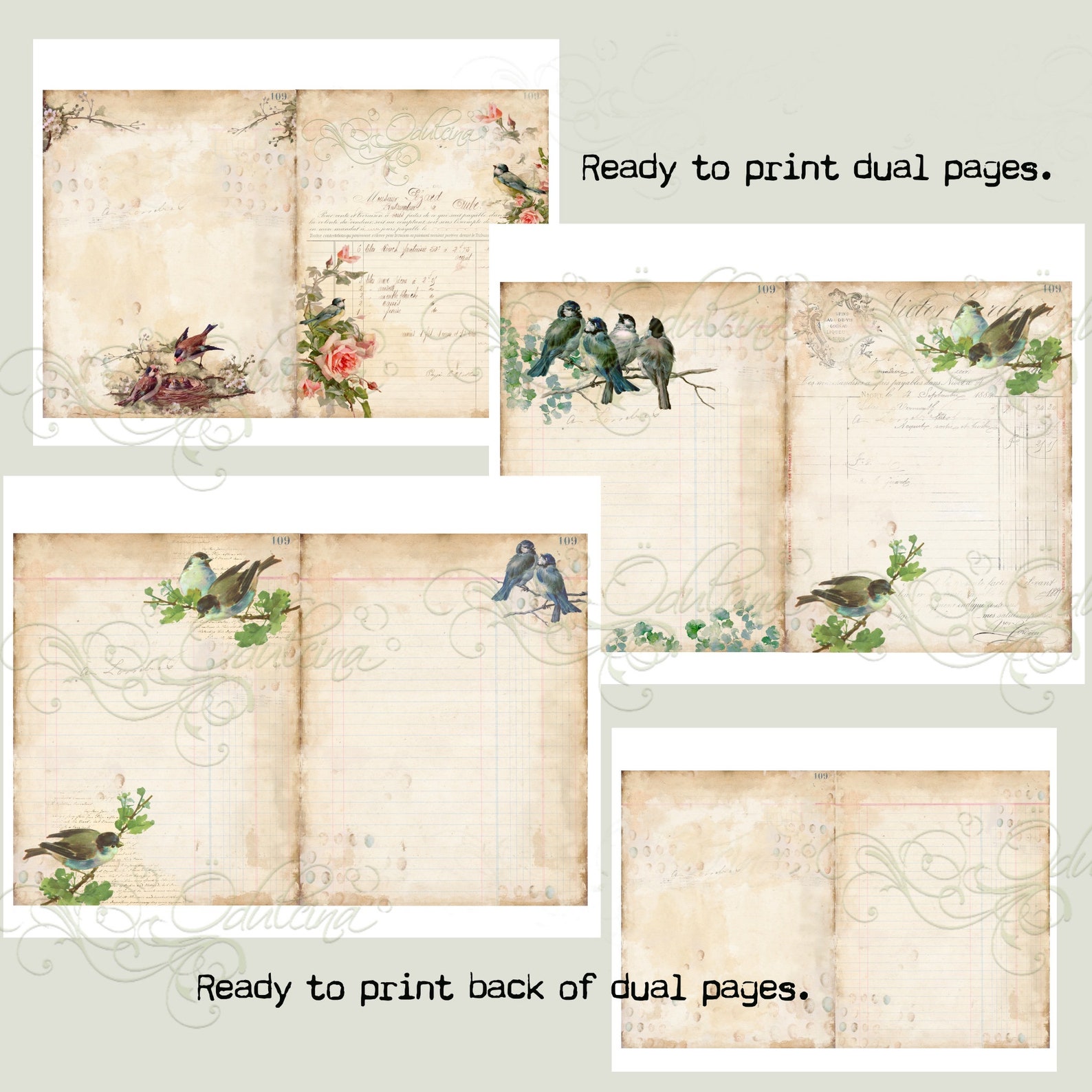 Lovely Birds Kit Digital Download Antique Papers - Etsy