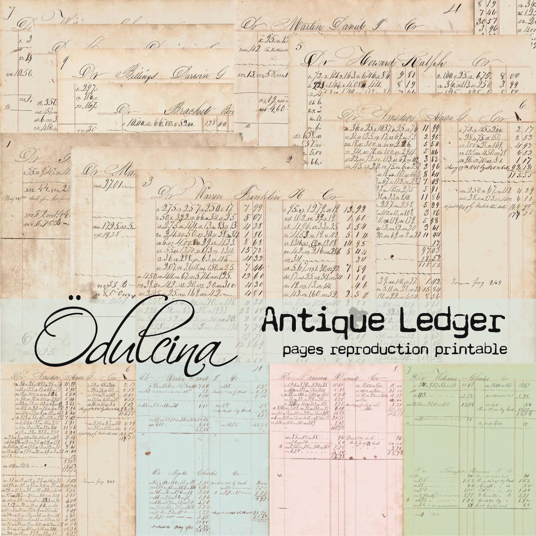 Antique Ledger Book Reproduction, Printable, Digital Download, Junk ...