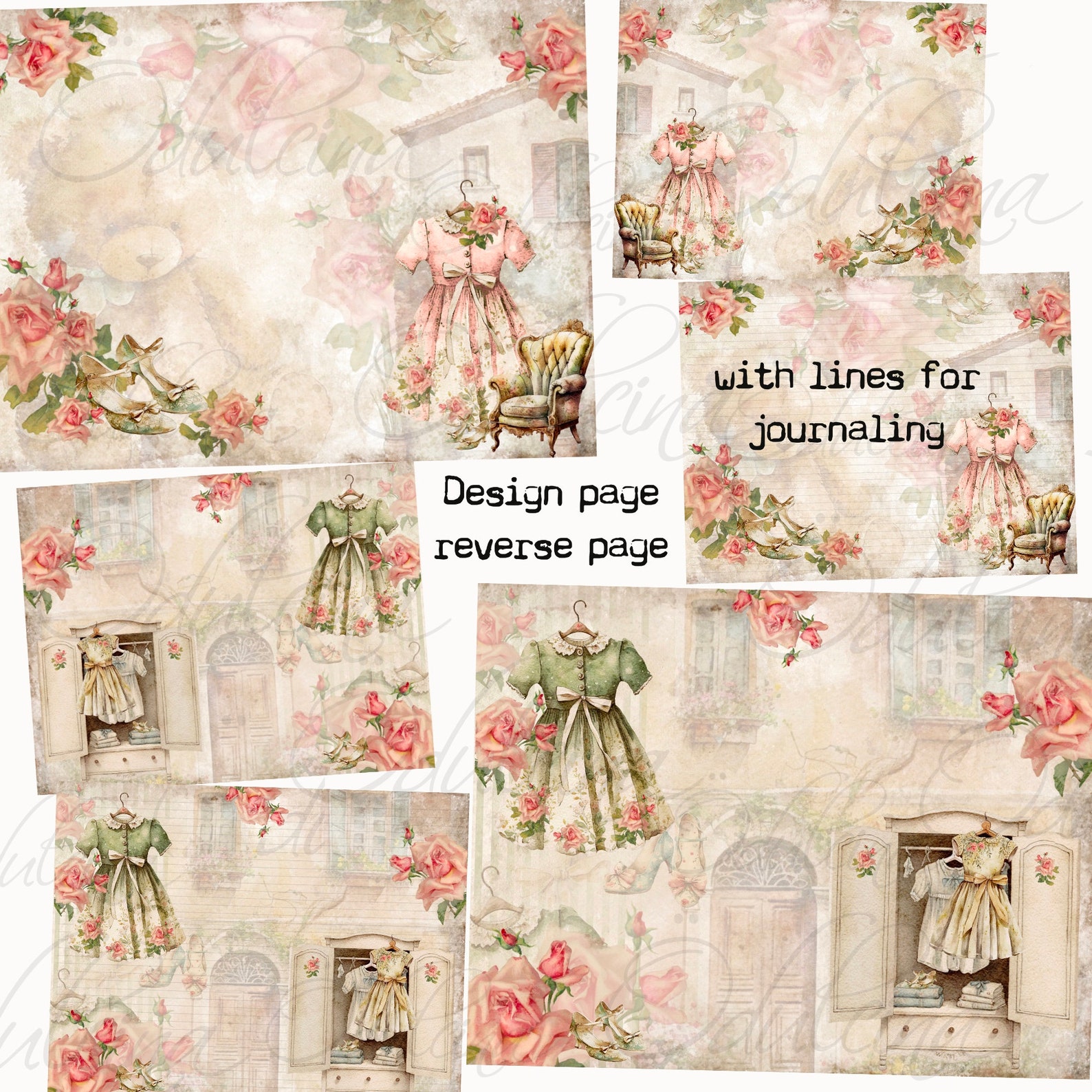 Dressing Room Pages to Create a Shabby Chic Junk Journal - Printable ...