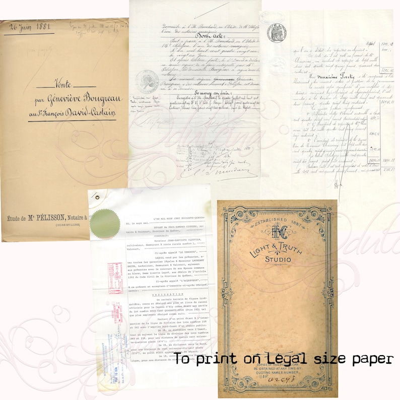 Legal Size Printable Vintage Documents & Legal Papers - Etsy