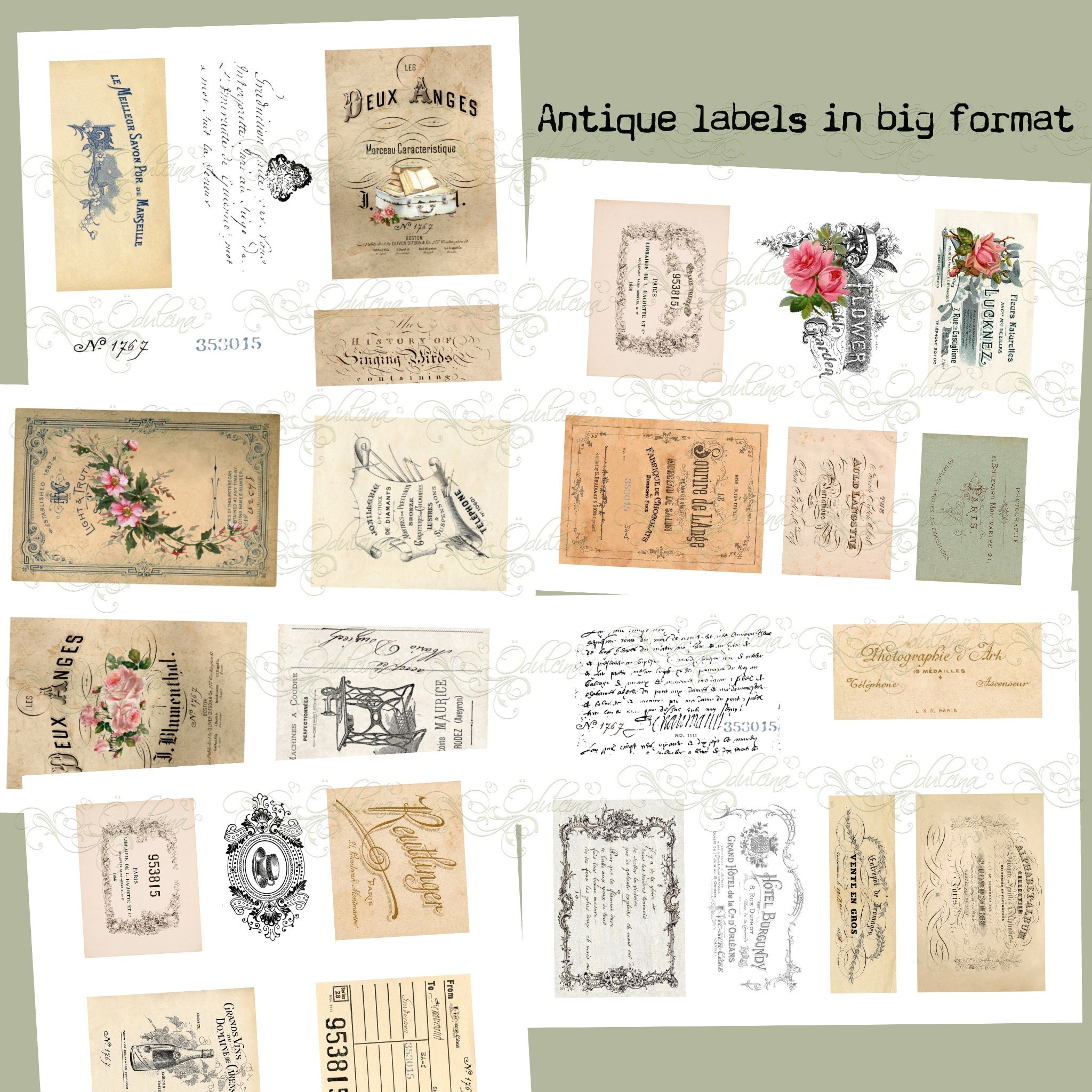 Antique Labels Digital Set Printable for Junk Journal - Etsy