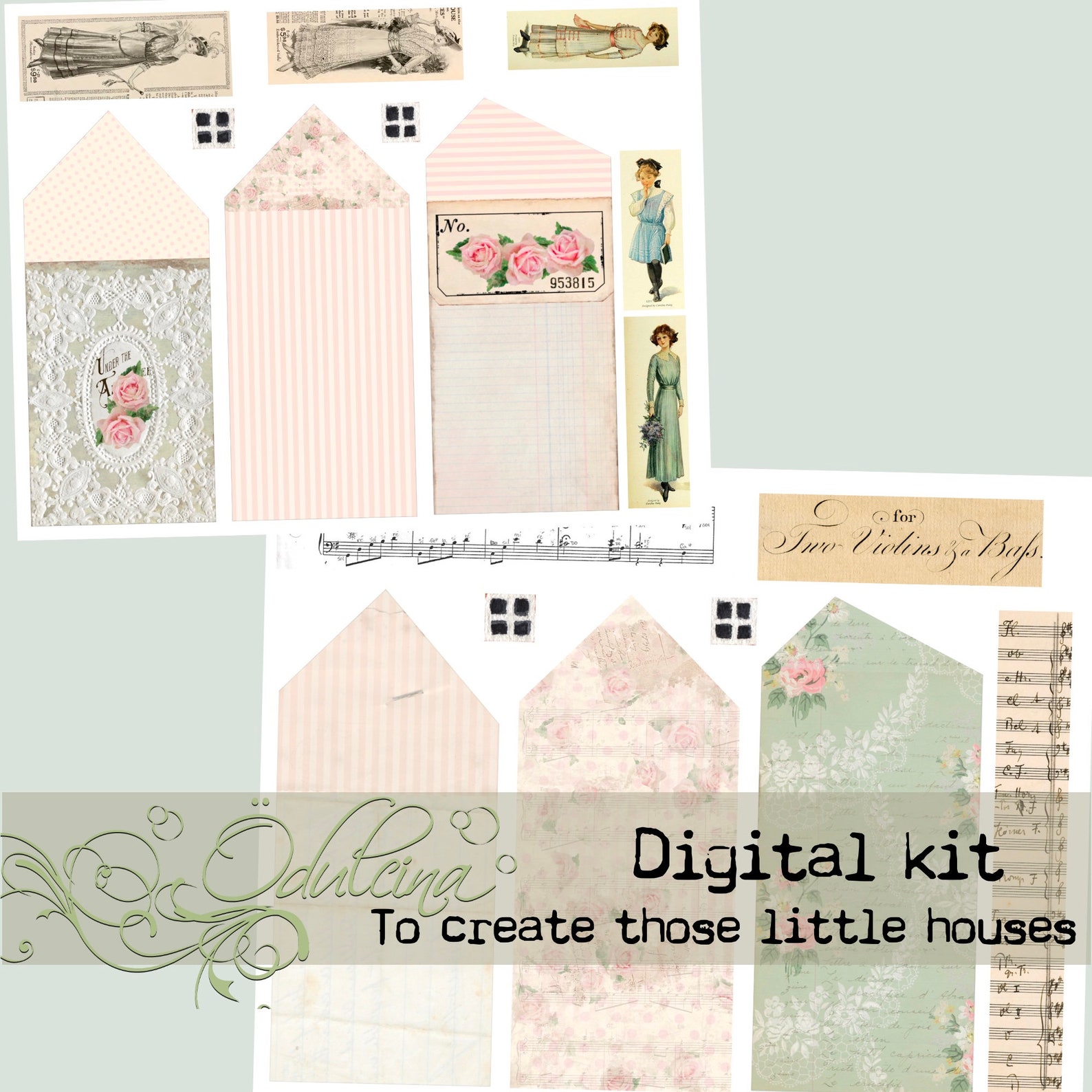 Little House Ephemera Kit Printable Tag Creation Junk - Etsy