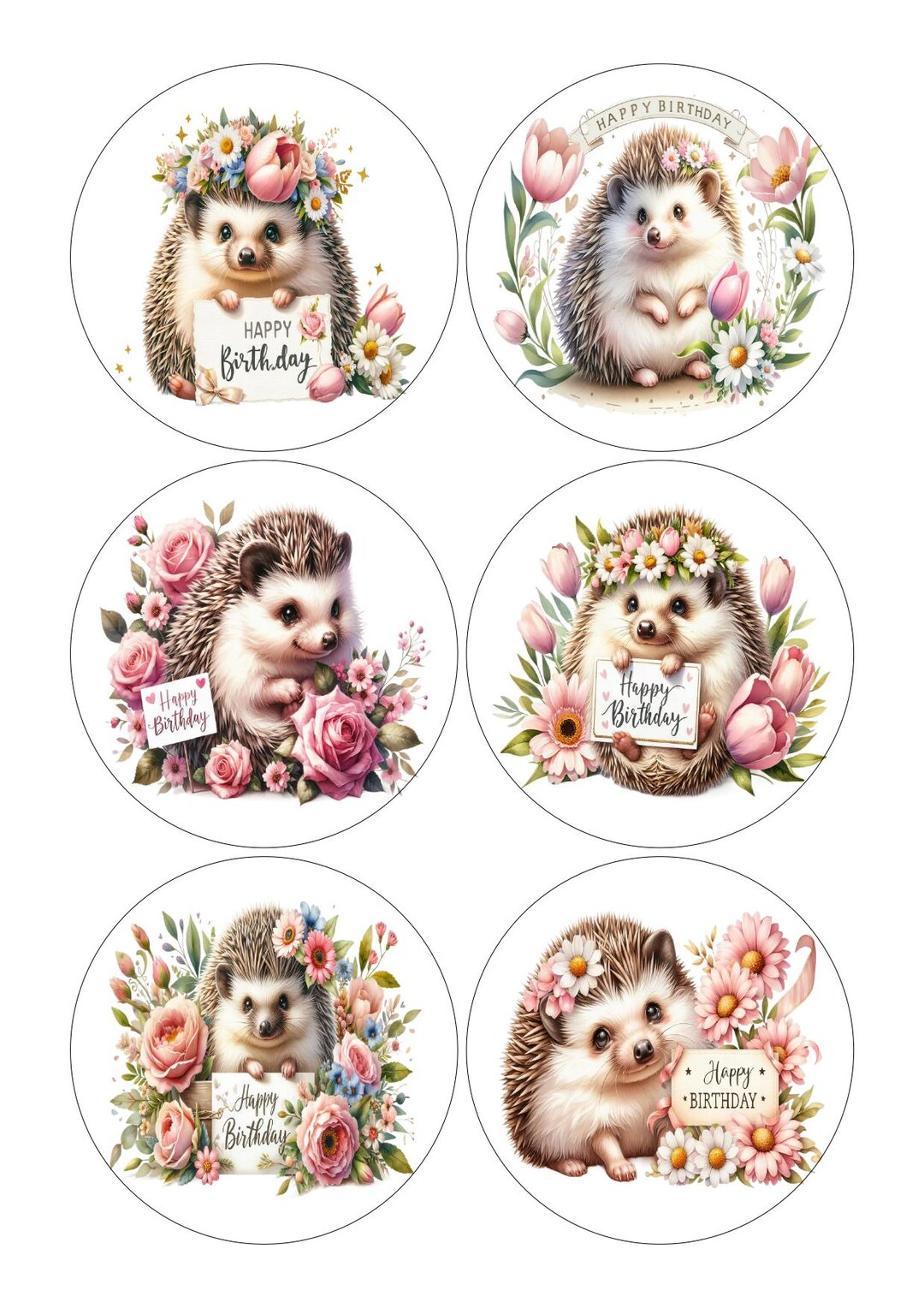 Happy Birthday Hedgehogs Card Making Toppers - Glossy Self Adhesive ...