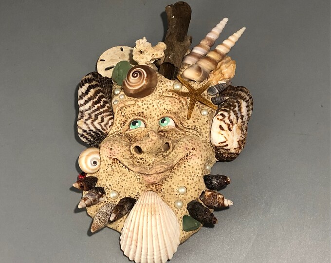 Whimsical Sea Creature Face With Shells Wall Hanging - Etsy