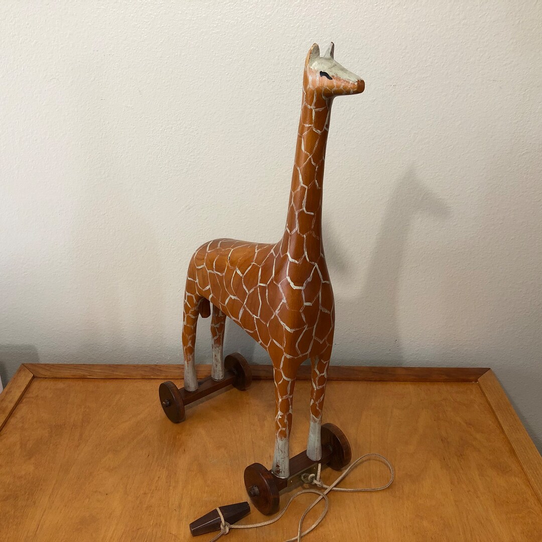 Large Wood Giraffe Pull Toy - Folk Art Height is 21 1/2” - Etsy