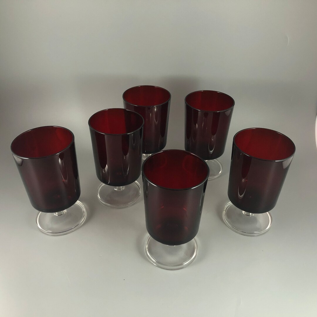 Luminarc Ruby Red Wine Glasses by Verrerie D'argues Set - Etsy