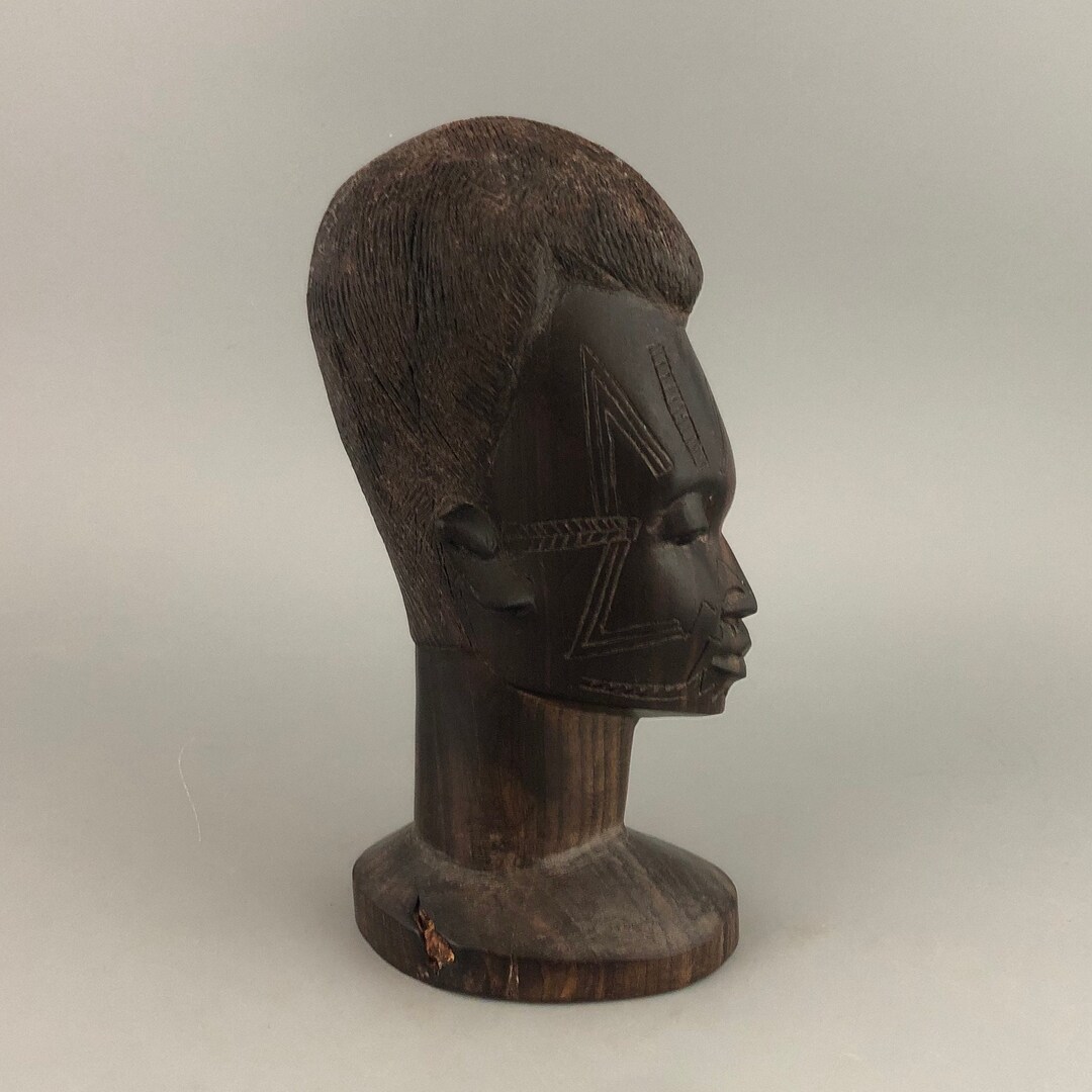 Hand Carved African Bust - Tribal Art Figure Man Bust Sculpture From ...