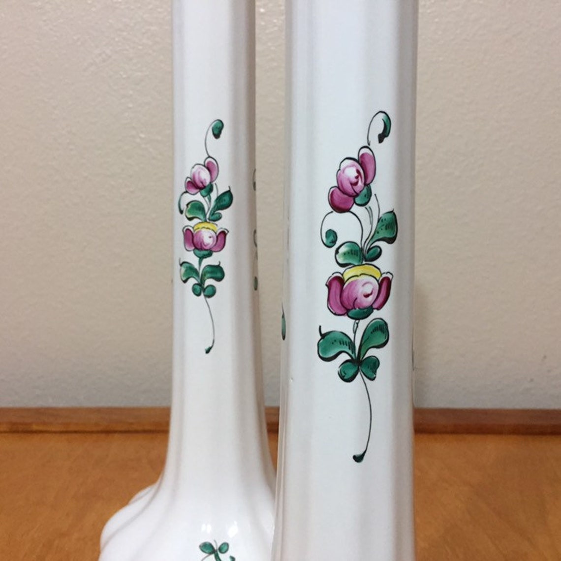 Hand Painted French Sister Vases Height is 12 Hand - Etsy
