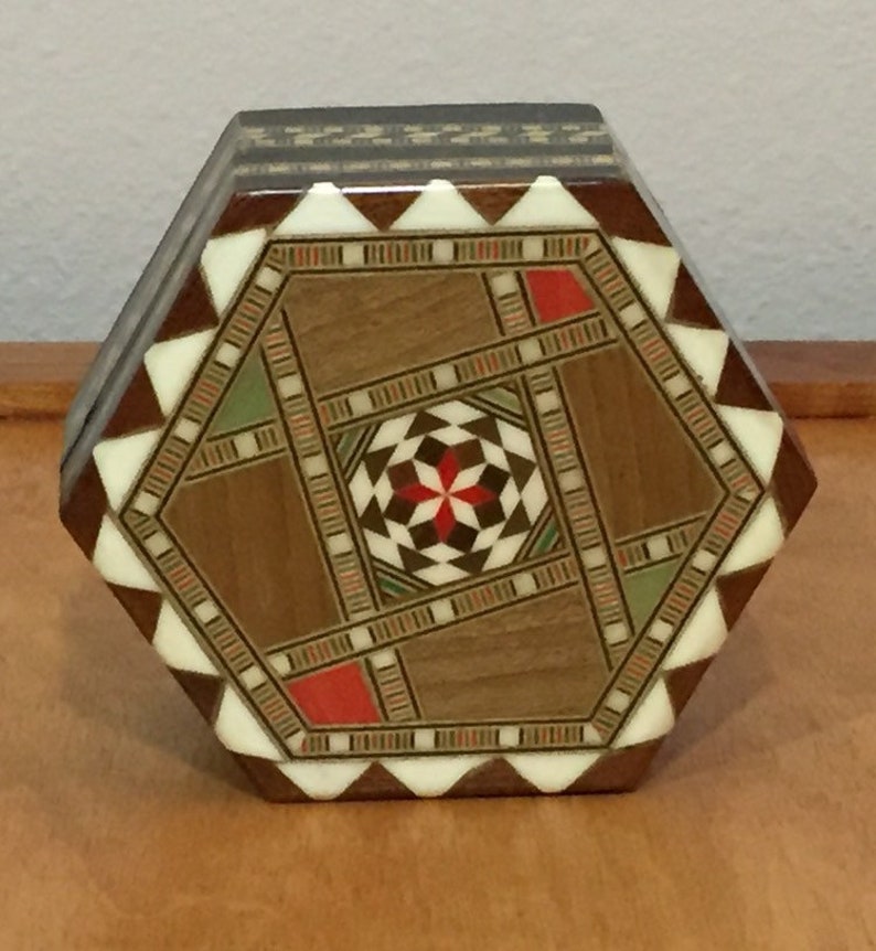 Inlay Wood Box Octagon Shape From Spain - Etsy
