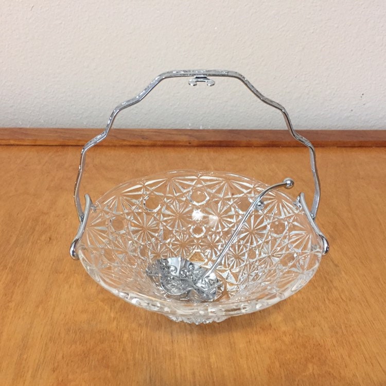 Glass Star Pattern Bowl With Metal Handle and Spoon | Etsy