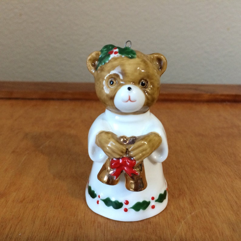 Christmas Bear Bells Tree Ornaments Mid Century Bone China - Etsy
