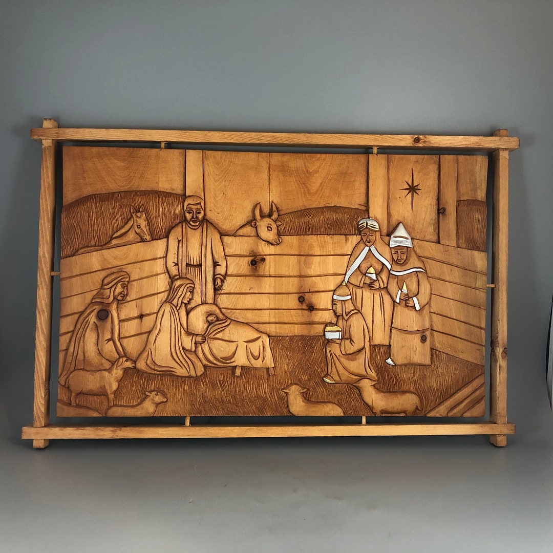 Nativity Plaque Wall Hanging Manger Scene - Etsy