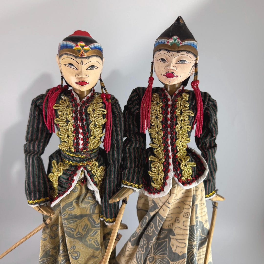 Rama and Sita Indonesian Rod Puppet - Wayang Golek Traditional Stick ...