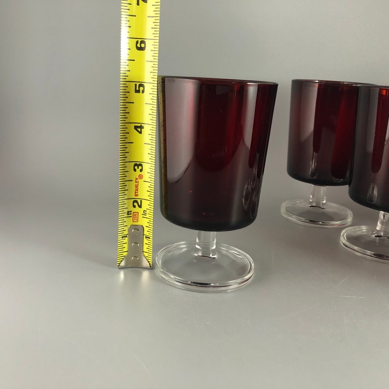 Luminarc Ruby Red Wine Glasses by Verrerie D'argues - Set of 6 Pedestal ...