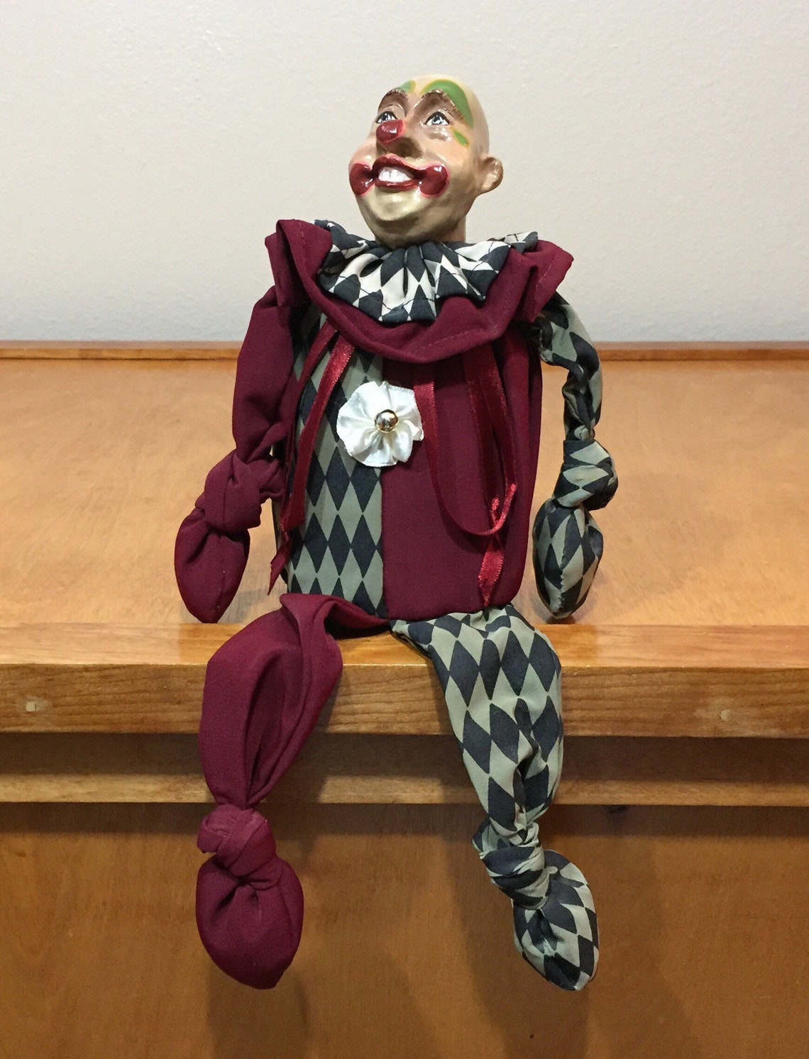 Clown Art Doll Clay Sculptured Clown Face With Cloth Body - Etsy UK