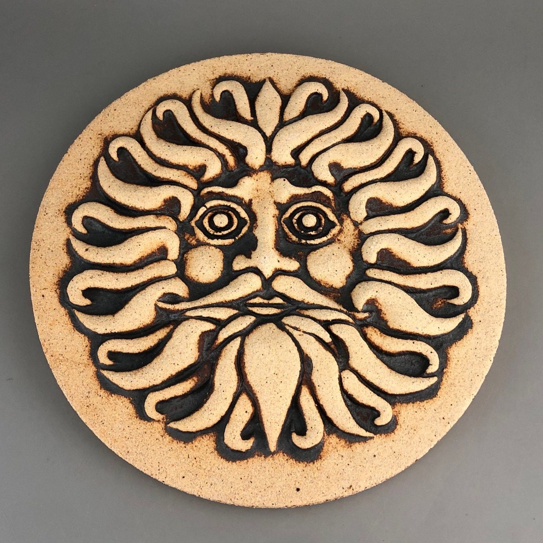 Sun Face Plaque Stoneware Trivet and Wall Hanging Fantasy Art by John Wenzel - Etsy