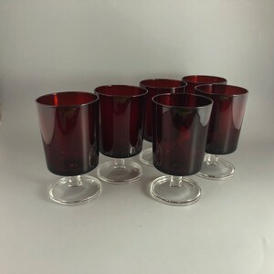 Luminarc Ruby Red Wine Glasses by Verrerie D'argues - Set of 6 Pedestal ...