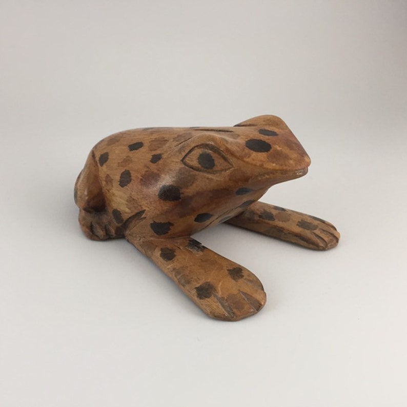 Carved Wood Frog with Painted Spots Hand Carved Wood Toad | Etsy