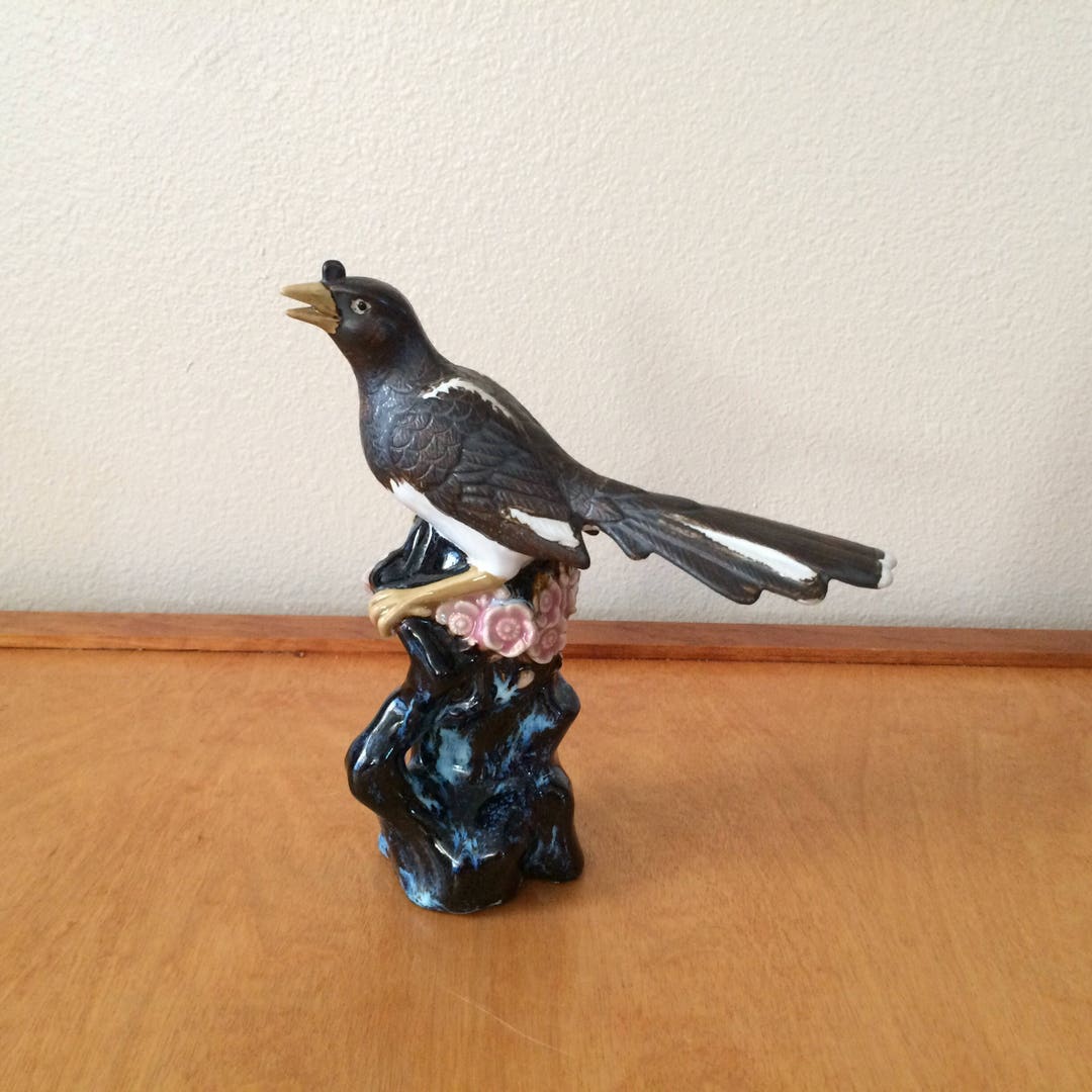 Chinese Mudmen Bird Vase - Mockingbird and Cherry Blossom - Mudman ...