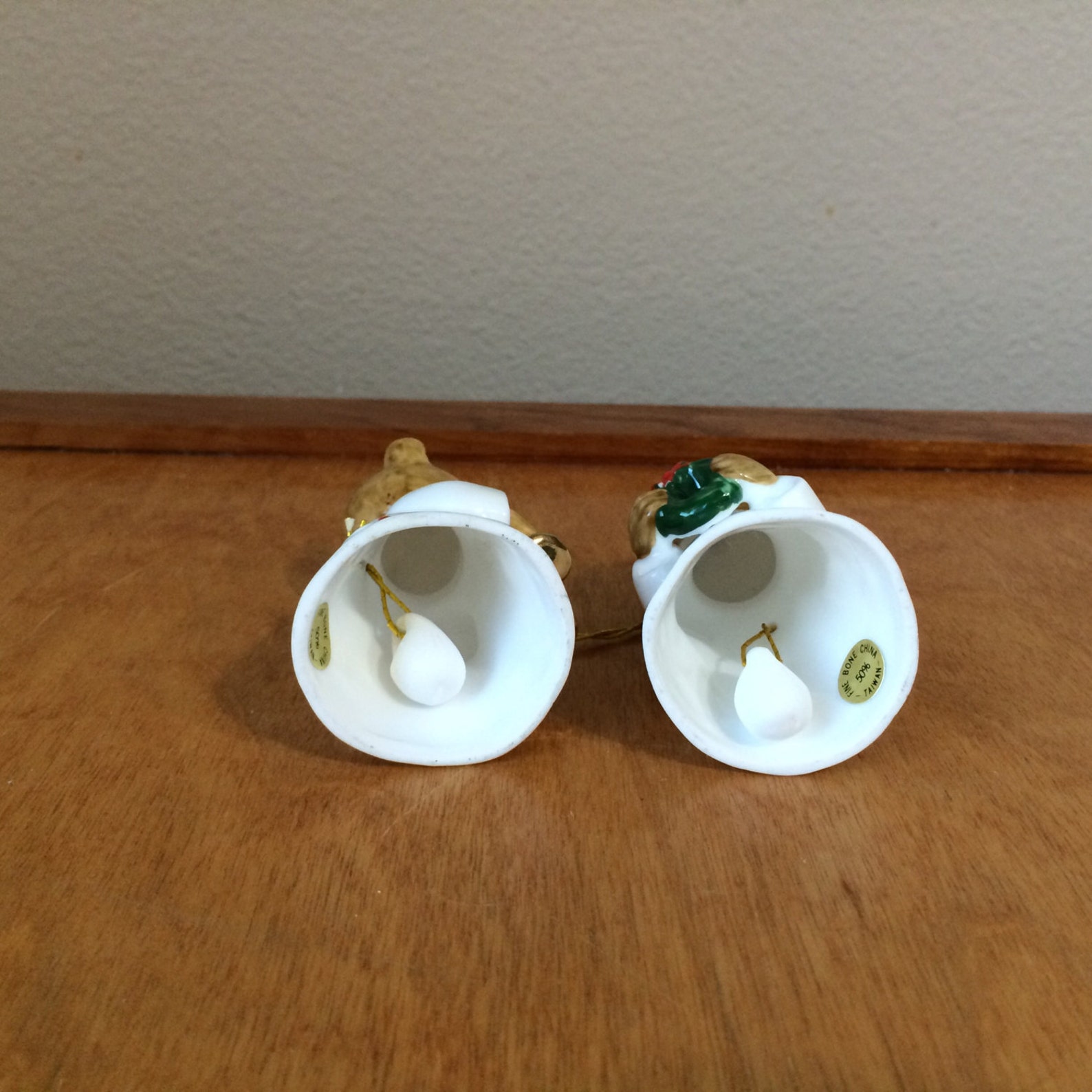 Christmas Bear Bells Tree Ornaments Mid Century Bone China - Etsy