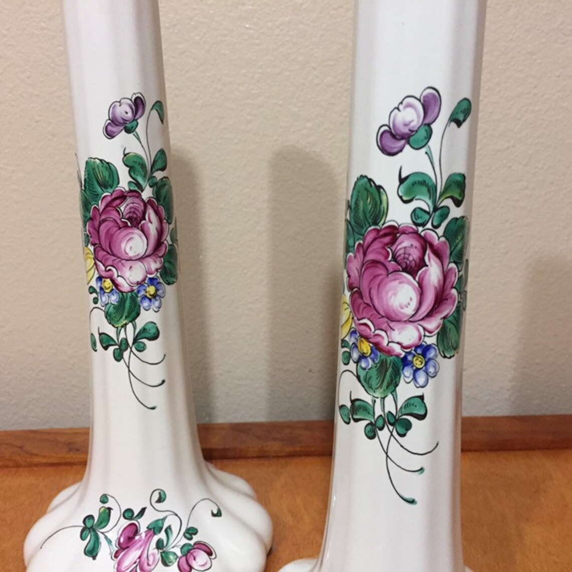 Hand Painted French Sister Vases Height is 12 Hand - Etsy