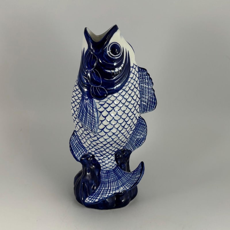Blue Fish Vase - Etsy
