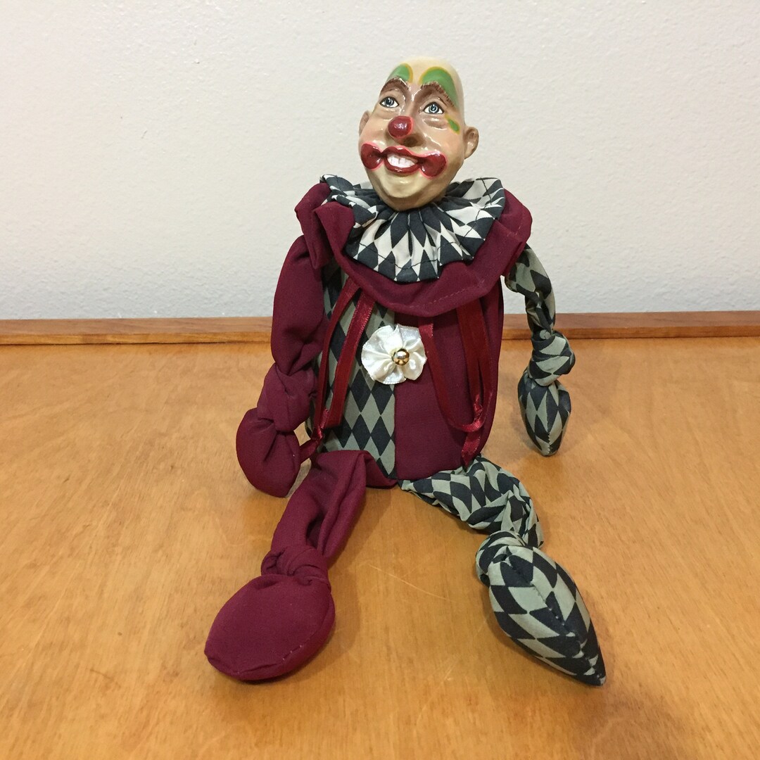 Clown Art Doll - Clay Sculptured Clown Face With Cloth Body - Court ...