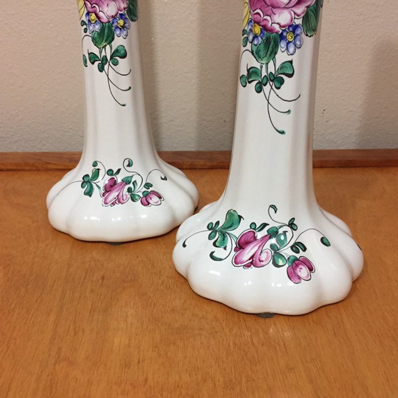 Hand Painted French Sister Vases Height is 12 Hand - Etsy