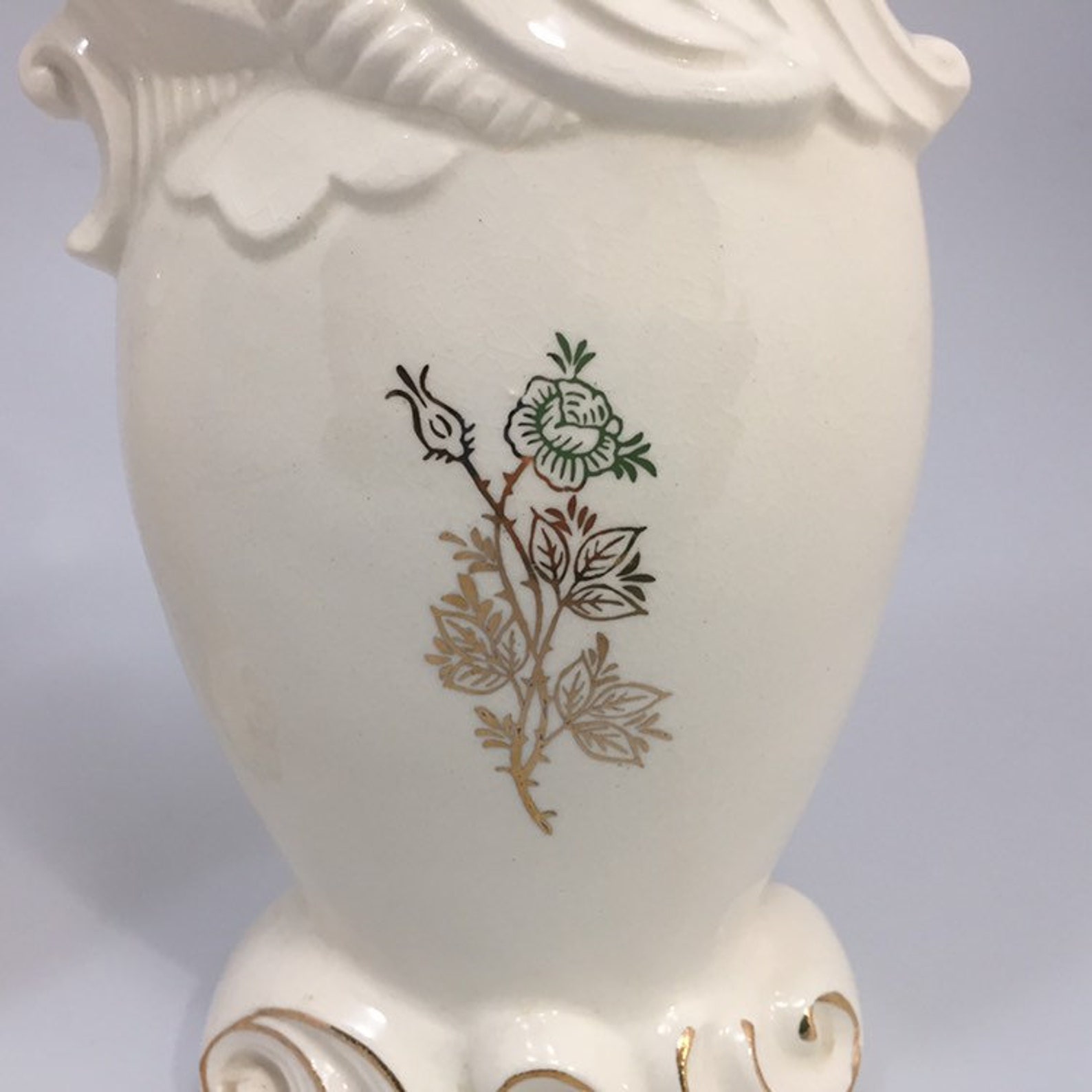 Beautiful Ceramic Sister Vases With Pink Roses and Gold Accent | Etsy