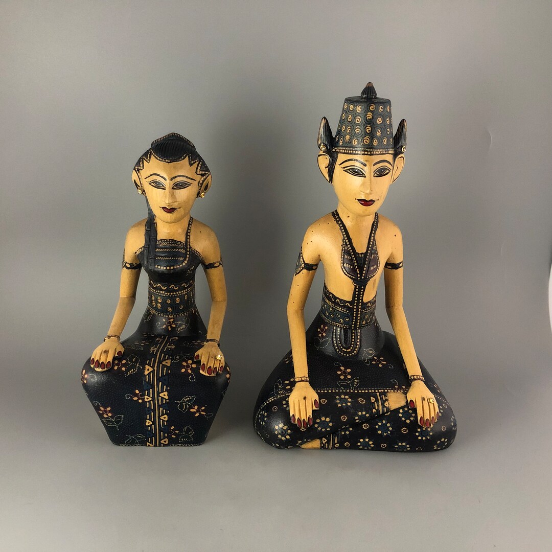 Carved Wood Loro Blonyo Javanese Statues Set of 2 - Etsy