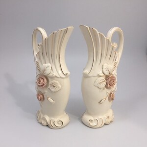 Beautiful Ceramic Sister Vases With Pink Roses and Gold Accent - Arnart ...