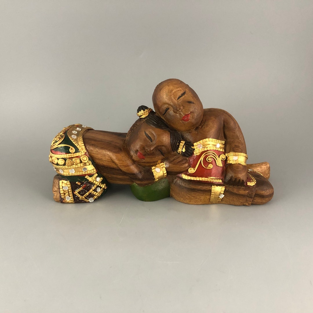 Man and Woman Sleeping Wood Sculpture - Hand Carved - Etsy
