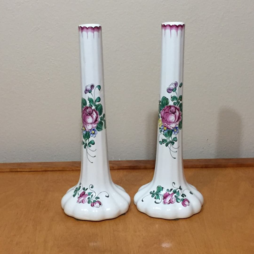 Hand Painted French Sister Vases - Height is 12” - Hand Painted in ...