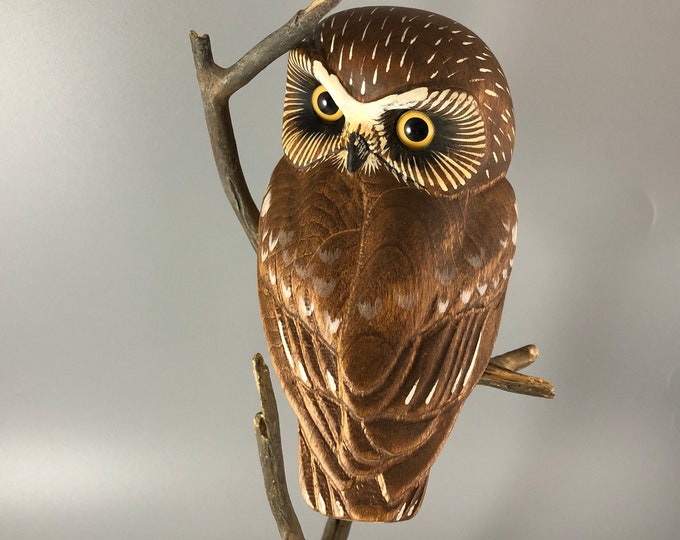 Wood Carved Owl From Big Sky Carvers by K.W. White - Saw Whet Owl - Etsy