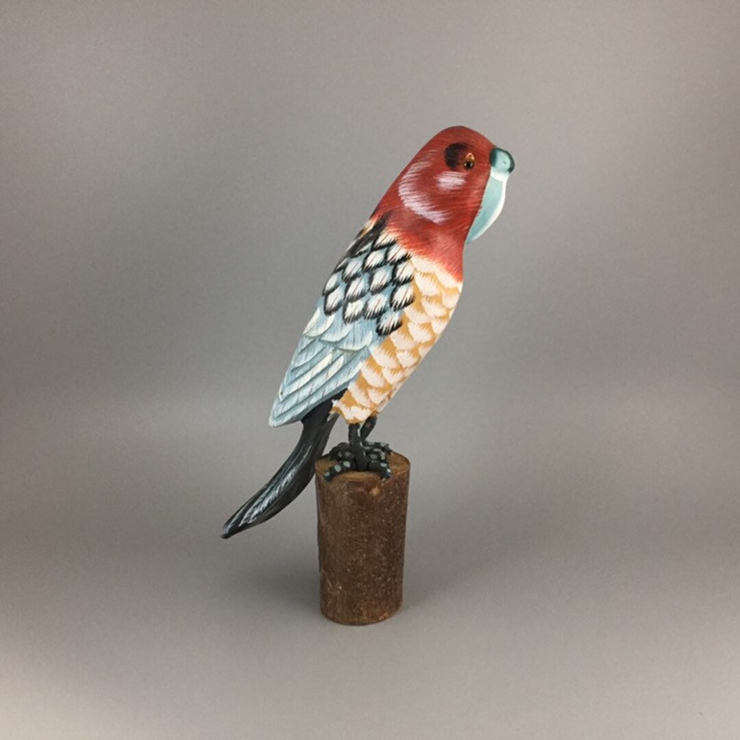 Hand Painted Wood Parrot Bird Sculpture - Pirate Parrot - Etsy