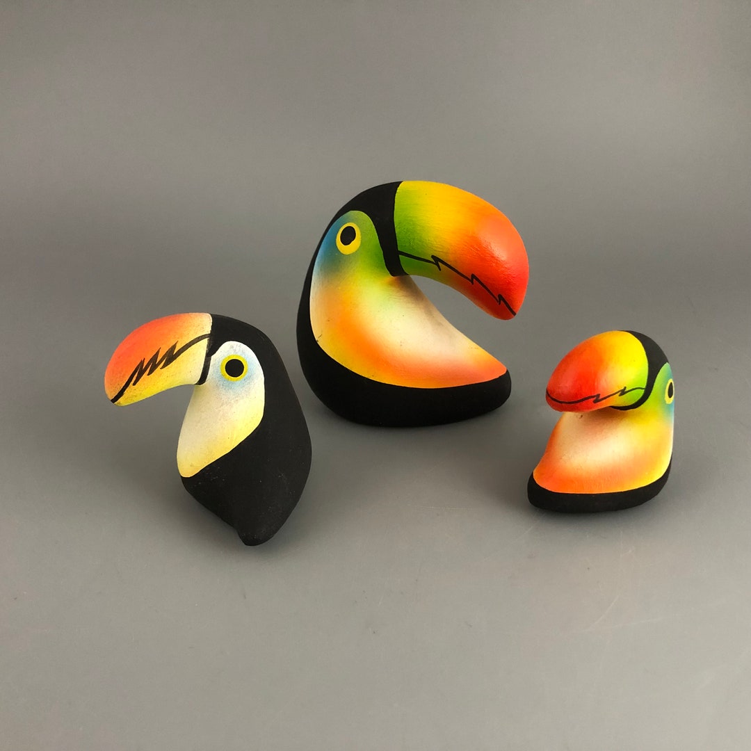 Toucan Bird Figurines Tropical Bird With Large Beak Set of 3 - Etsy