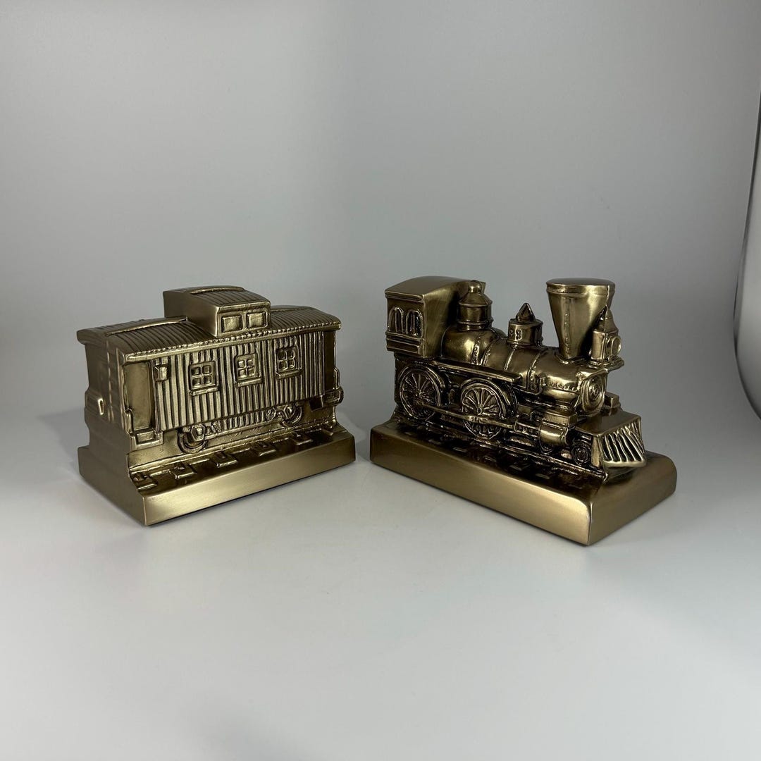 Metal Train Bookends With Locomotive Steam Engine and Caboose - Etsy