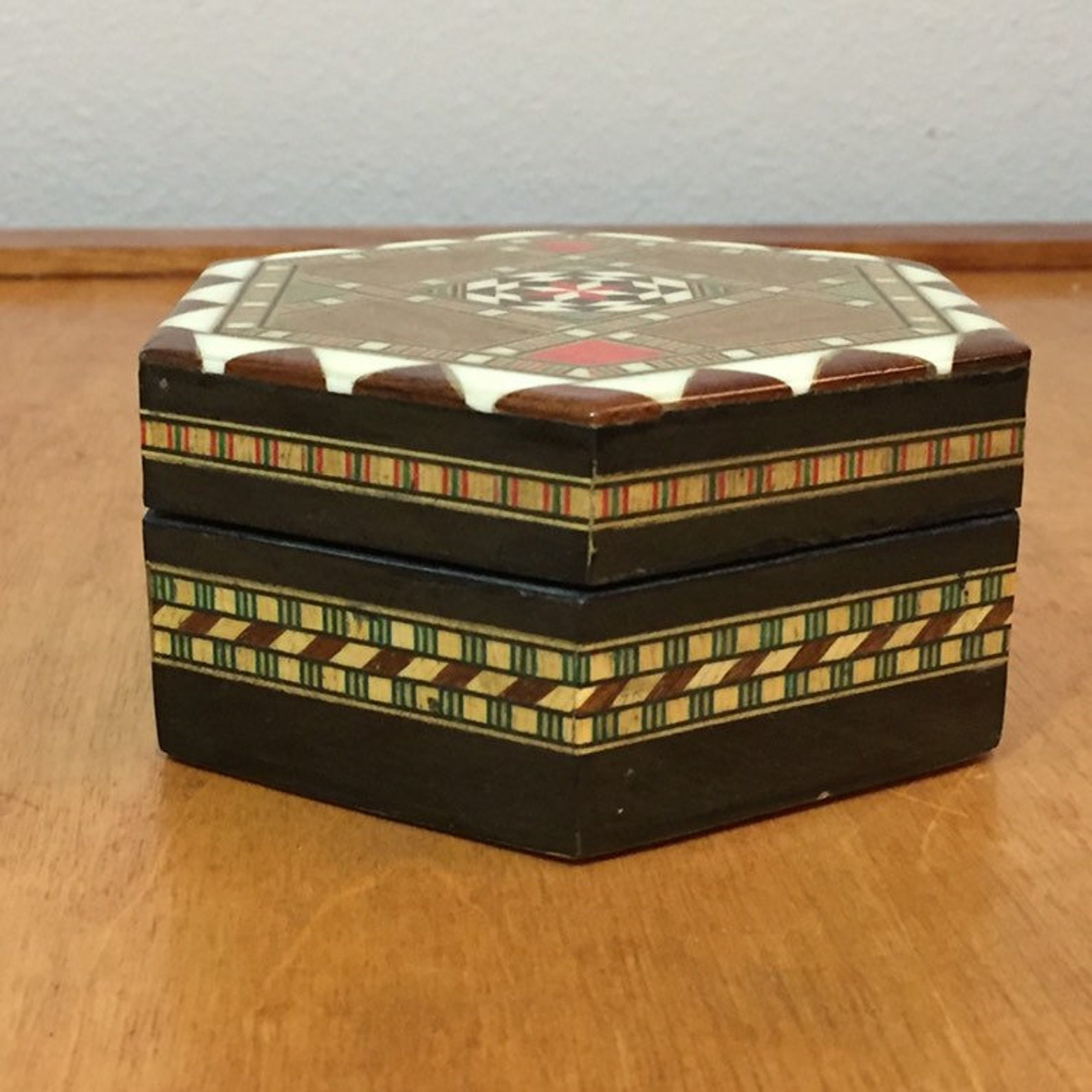 Inlay Wood Box Octagon Shape From Spain - Etsy