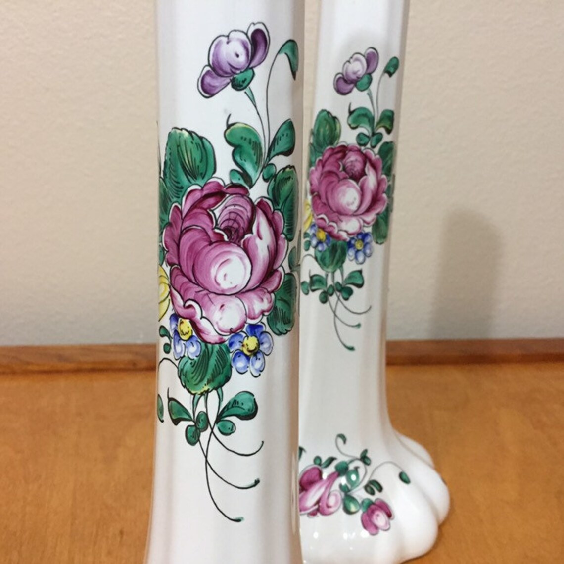 Hand Painted French Sister Vases Height is 12 Hand - Etsy