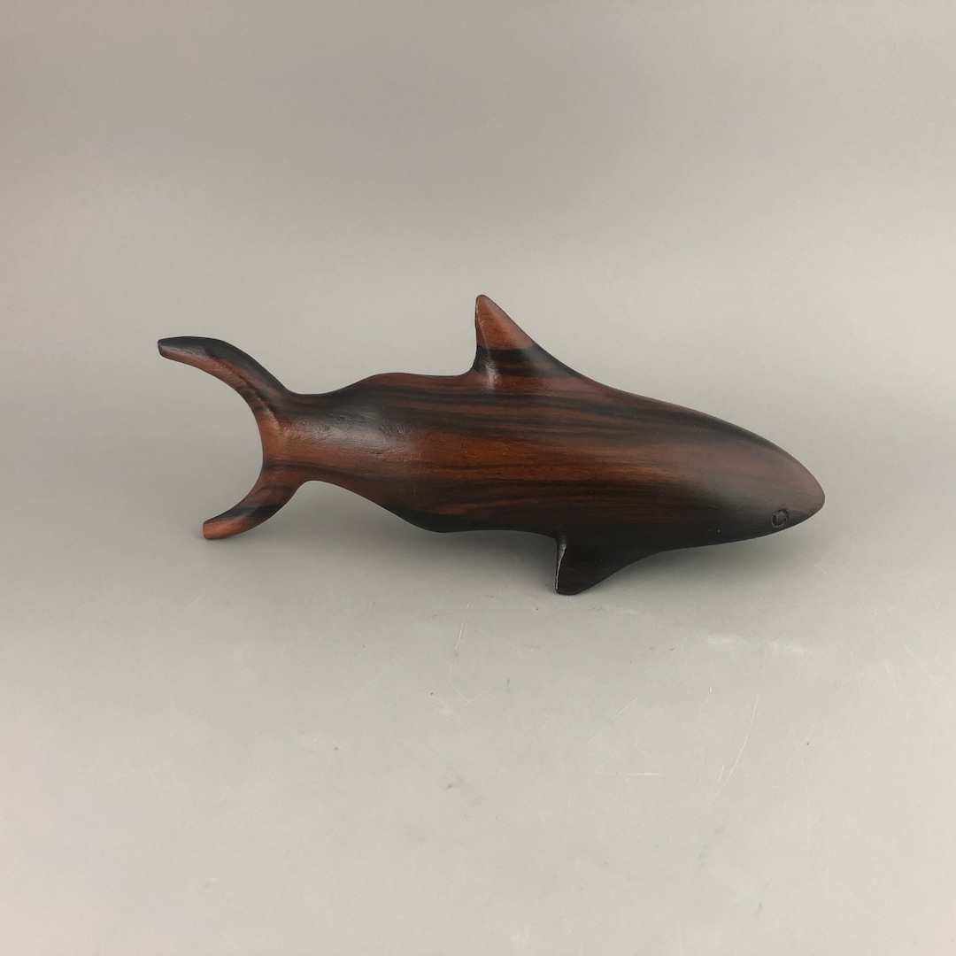 Carved Wood Shark Figurine - Etsy