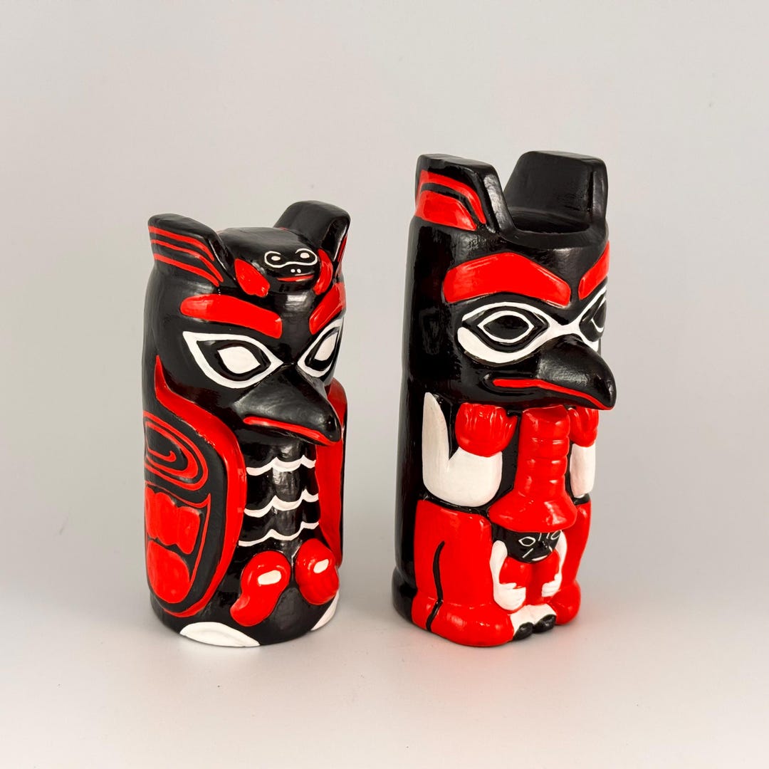 Native American Raven Bird Totem From Hope Alaska - Set of 2 - Etsy